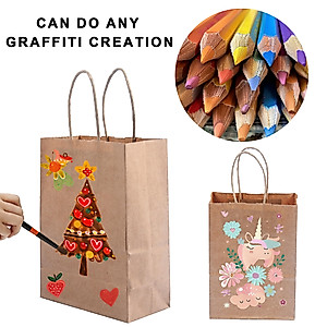 200Pack paper bags with handles，8.1x5.9x3.1 Inch，paper bags with handles bulk，gift bags bulk，brown gift bags，bolsas de papel para negocio，Paper Bags Bulk for Birthday Party Favors, Shopping, Retail