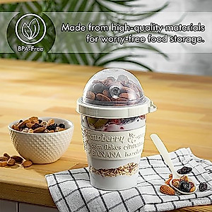 SUMELA Overnight Oats Containers With Lids & Spoon, Meal Prep Yogurt Containers, Parfait Cups With Lids, Large Capacity Crunch Cup, 20 Oz BPA Free Reusable Cups(Set Of 4)