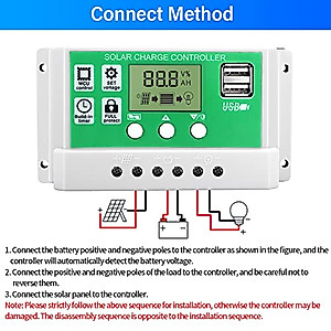 Cxztcl PWM Solar Charge Controller 10A Solar Panel Battery Controller Intelligent Regulator 12V/24V PWM LCD Display Solar Controller Street Light Controller