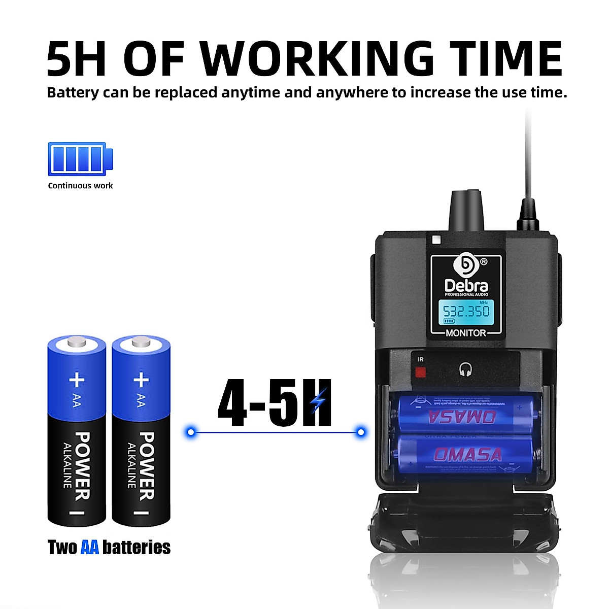 D Debra Bodypack with Earphone Only Suitable for ER-202 & ER-102 Wireless in Ear Monitor System, Can Not Be Used Alone(Only 1 Bodypack)