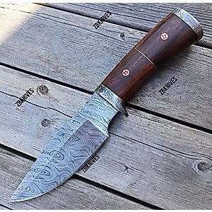 Damascus still knife best knife back wooden blade the maska Steel blade 8 inches