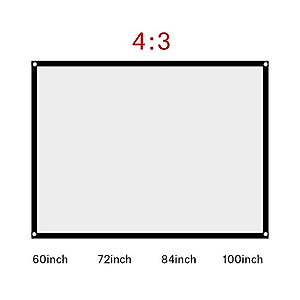 Zopsc Portable 60-100 Inch Foldable Projector Screen Non-Crease White Projector Curtain Projection Screen 4:3for Outdoor Camping Movie Open-air Cinema(72 inch)