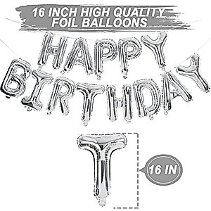 Silver Happy Birthday Balloons Banner White And Silver Confetti Balloons for Birthday Party Decorations