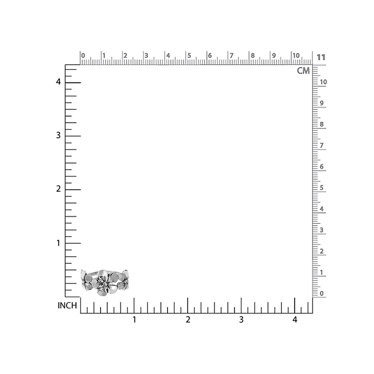 Silvershake 11mm Antique Finish 925 Sterling Silver 3 Plumeria Flowers Ring Size 9