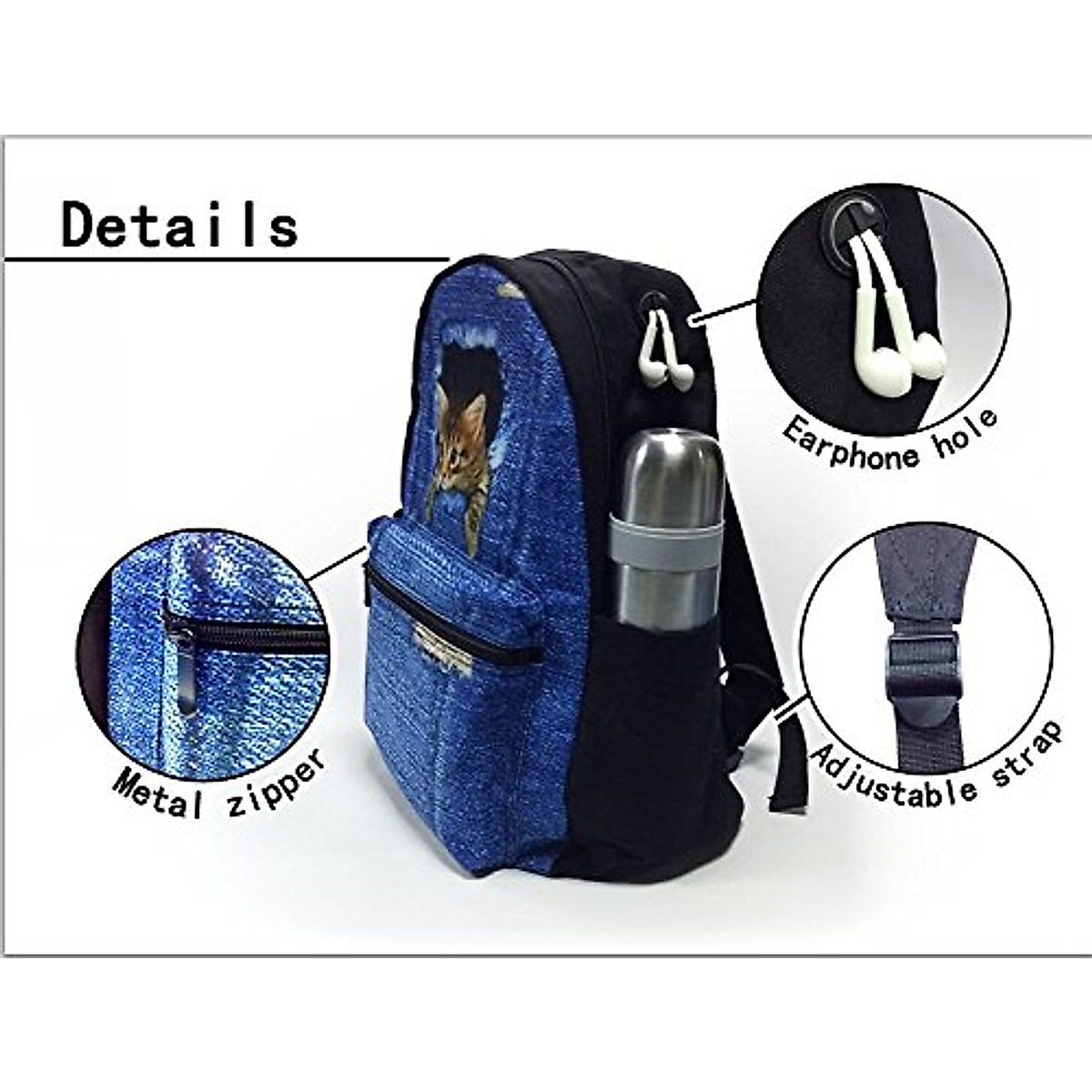 Bigcardesigns Cool Wolf Canvas Bookbag School Laptop Backpack for Men Boys