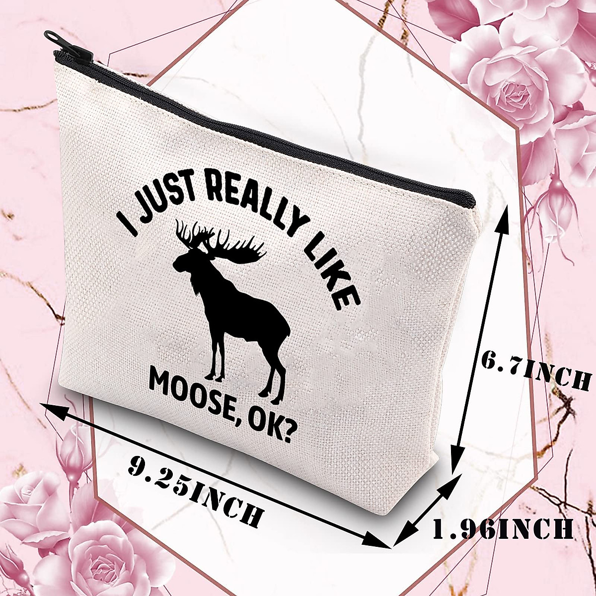 BDPWSS Moose Makeup Bag Moose Lover Gift I Just Really Like Moose OK Funny Moose Themed Gift (really like moose)