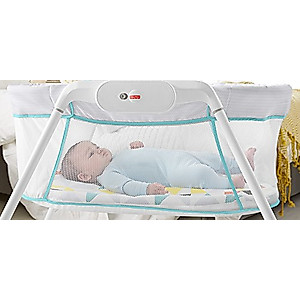 Fisher-Price Stow 'n Go Bassinet Windmill, portable baby cradle with soothing features for infants and newborns
