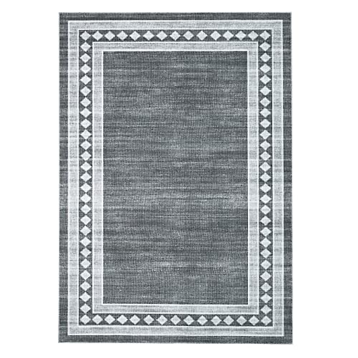 RUGSREAL Large Area Rug 9x12 Bordered Rug Indoor Outdoor Rug Solid Rug Soft Modern Geometric Boho Rug, Non-Slip Rugs for Living Room, Foldable Machine Washable Area Rug (9x12,Grey)