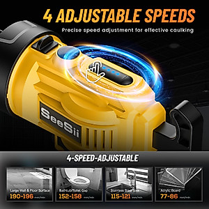 Cordless Caulking Gun w/ 2 Batteries, Uaoaii Electric Caulking Gun Battery Operated w/ 4 Adjustable Speeds, LED Light, Drip-Free Adhesive 10OZ/300ML Caulk Gun for Filling, Sealing