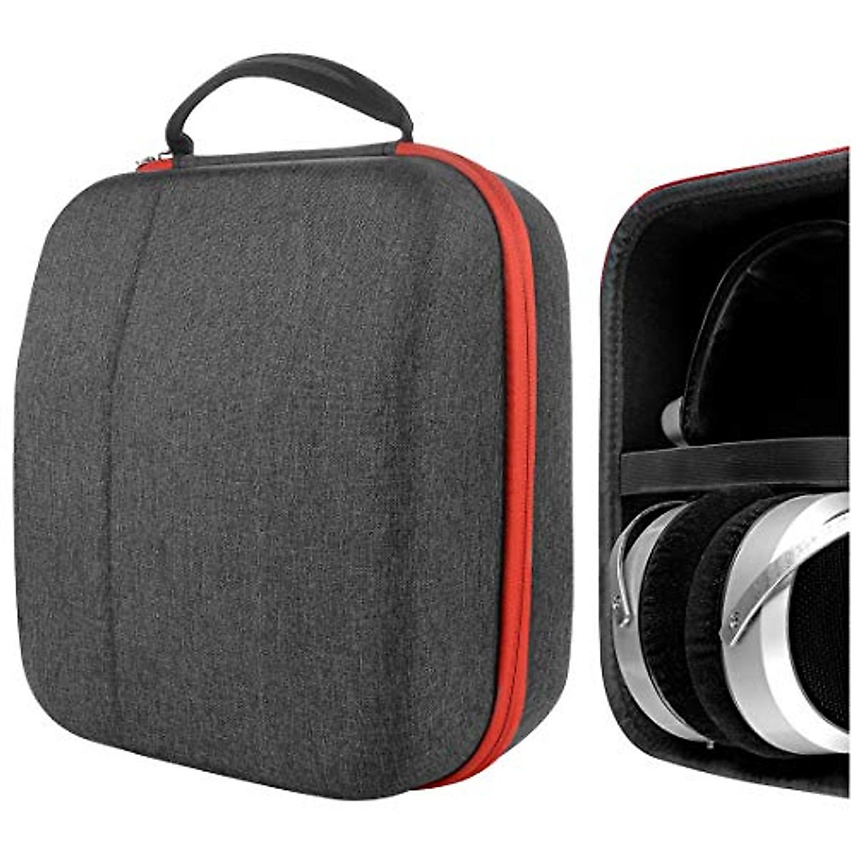 Geekria Shield Headphones Case for Large-Sized Over-Ear Headphones, Replacement Hard Shell Travel Carrying Bag with Cable Storage, Compatible with HiFiMAN HE400S, Grado Headsets (Dark Grey)