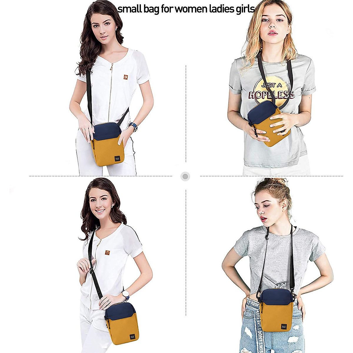 SEAFEW Yellow Crossbody Bag Small Shoulder Bag for Men Travel Wallet Passport Holder with Headphone Position, Mini Satchel for Daily Use