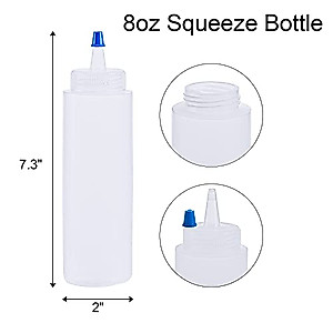 Fasmov 20 Pack 8-ounce Plastic Condiment Squeeze Squirt Bottles, Plastic Squeeze Bottles with Blue Tip Cap for Ketchup, Sauces, Salad Dressings, Crafts and More