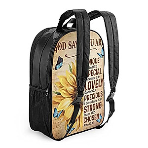 African American Backpack - Sunflower Girl God Says You Are - Large Bookbag Double Sided Prints Travel Backpack - Unisex Casual Backpack School Backpack for Black Girl, 17 Inch