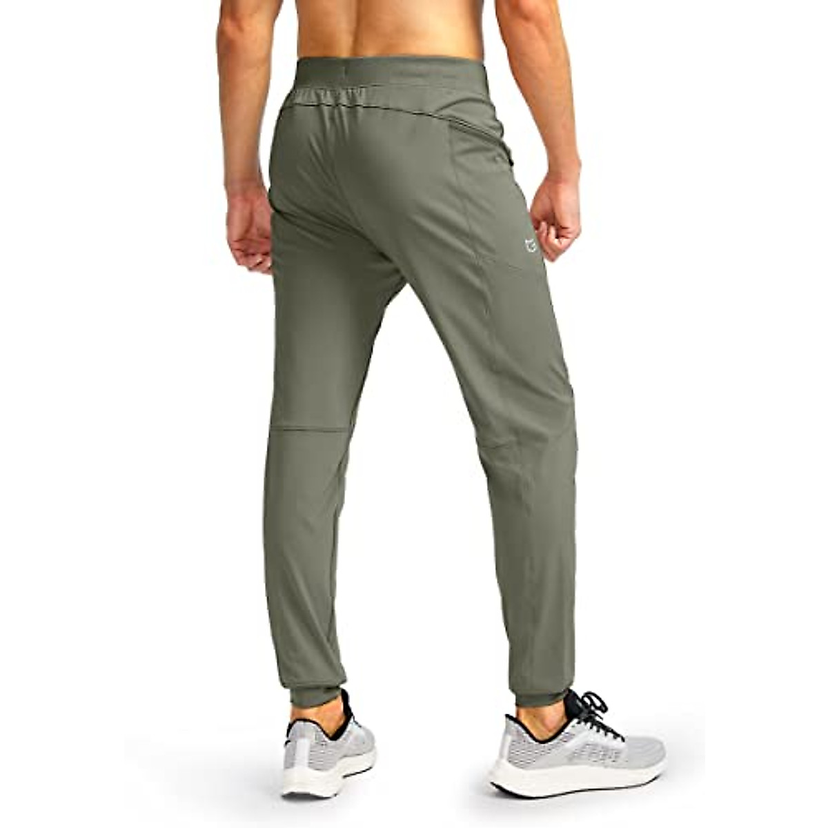 Men's Joggers with Zipper Pockets Stretch Tapered Sweatpants Athletic Pants for Men Workout Running Gym(Sage Green, XL)