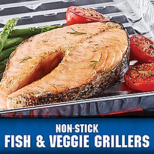Kingsford Grilling Fish & Veggie Griller, Non-Stick Aluminum Grill Liner, Prevents Food from Falling through Grill Grates, 16" x 11.75" x 0.88", Pack of 4, Model: 6119994300