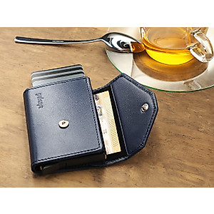 pularys Mini Wallet RAVEN - Multifunckion Credit Card Case - Italian Leather - RFID blocking - Size: 6.5 x 10 x 2.5 cm - Space for up to 7 Cards - Classic Design