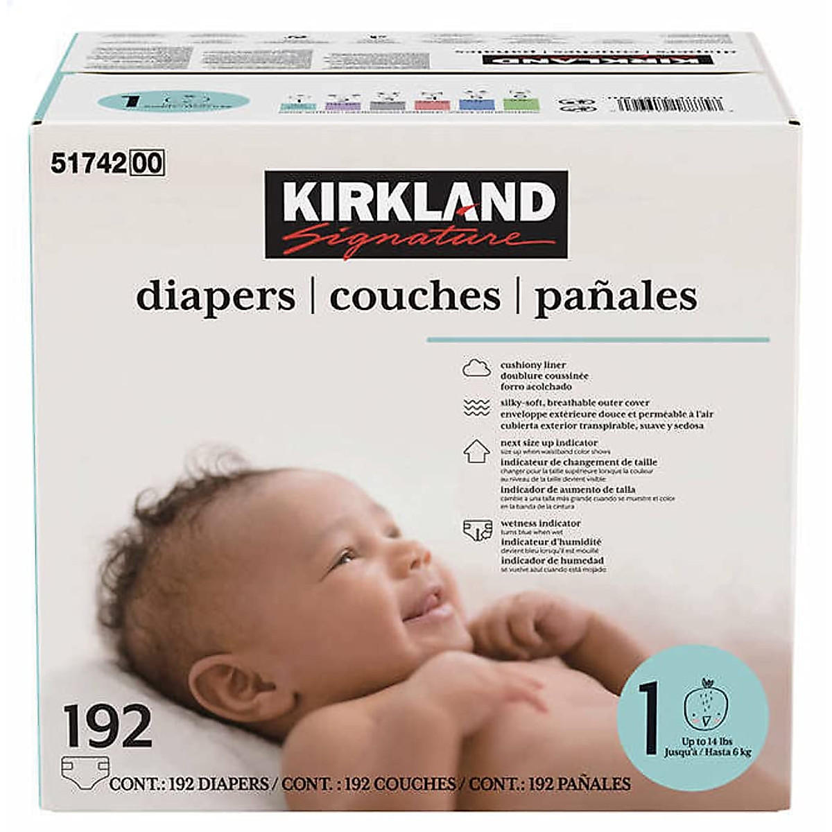 Kirkland Signature Diapers Size 1; Quantity: 192