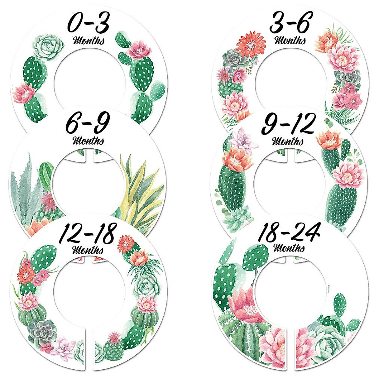 Baby Nursery Gender Neutral Closet Clothing Size Dividers Girl Set of 6 (1.25 Inch Rod)