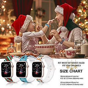 Christmas Band Compatible Apple Watch Winter Strap 38mm 40mm 41mm Women 3 Packs,Blingbrione Printed Silicone Merry Xmas Tree Snowflake for iphone Watch Series Ultra 9 8 7 SE 6 5 4 3 2 1 Girl 3 Sets