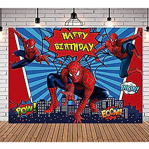 Red Spiderman Photo Backdrops Super City Spiderman Boys Baby Shower Birthday Party Decoration Photography Background Superhero Citycape Kids Studio Booth Props 5x3ft