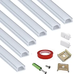 THMOOTHER 6-Pack 16inch Surface Mounted LED Strip Aluminum Channel with Anti UV Diffuser - Enhance Your Lighting with Style and Functionality
