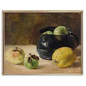 Vintage Still Life Wall Art - Antique Art Prints for Home Decor - Rustic Farmhouse Botanical Floral Wall Decoration for Kitchen, Dining Room - 11x14 inches, Ready to Frame (Bowl of Fruit)