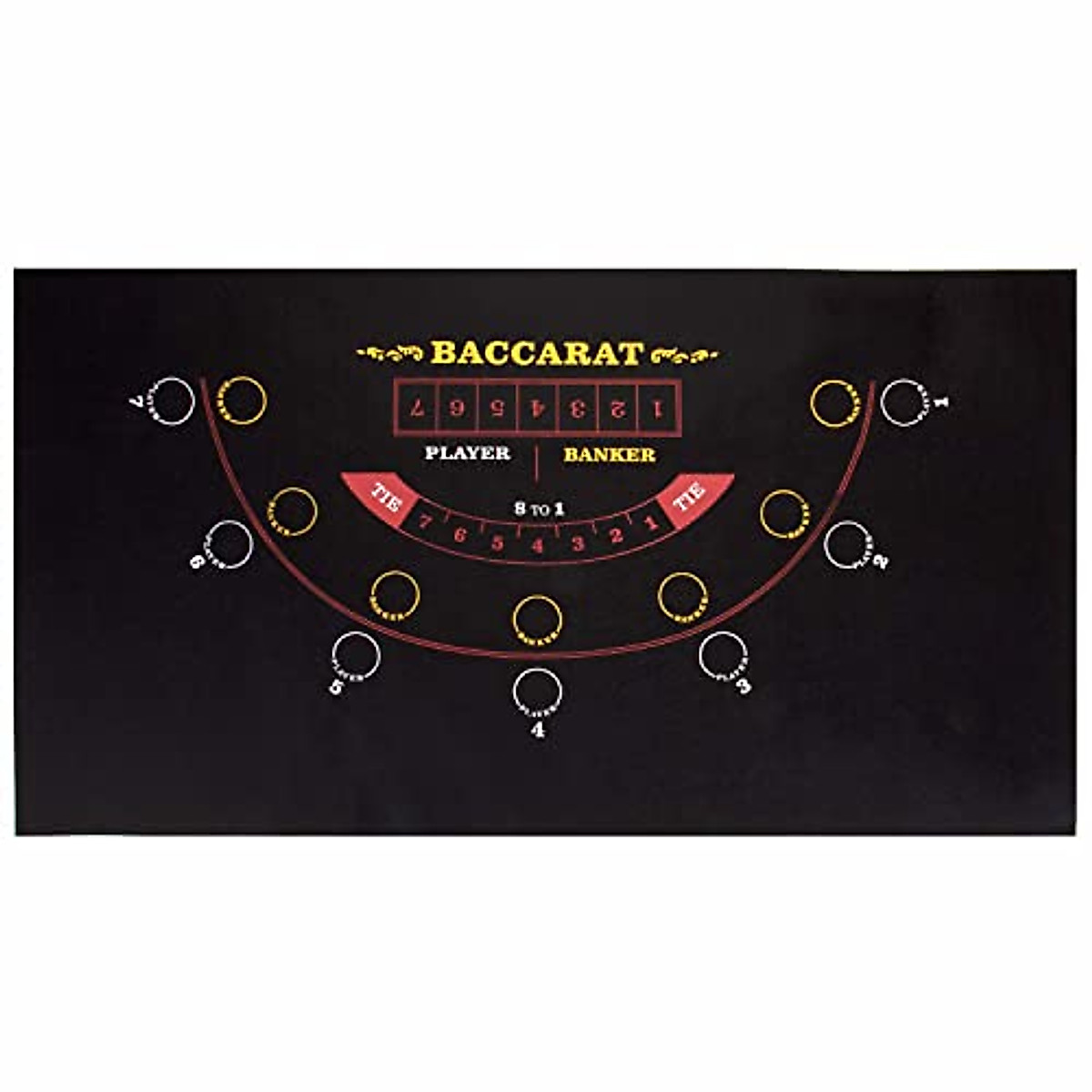 Brybelly Baccarat Casino Mini Felt | Convenient, Space-Saving 36" x 18" Roll-up Gambling Tabletop Mini Mat | Smooth, Black 2mm Mini-Felt for Coffee Table & Kitchen Table Gaming