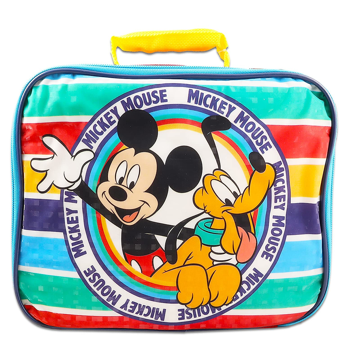 Disney Mickey Mouse School Supplies Bundle Disney Lunch Box Set - 5 Pc Mickey Lunch Box with Mickey and Minnie Stickers, More (Disney Lunch Bag)