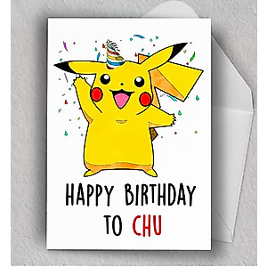 PChu Happy Birthday to Chu | Kid's birthday card | Cute Birthday Card | Art | Blank Card
