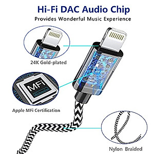 iPhone to 3.5mm Car Stereo AUX Cable, Apple MFi Certified Lightning Audio Cord for iPhone 13 Mini Pro Max 12 11 Pro Max X XR 8 7 6 5 SE iPad iPod to Home Stereo/Speaker, 3.3FT