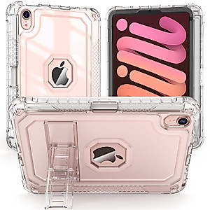 ZoneFoker Case for iPad Mini A17 Pro, for iPad Mini 7th/6th Generation Case 8.3 inch 2024/2021 with Pencil Holder/Stand, Slim Cover for i Pad Mini 7/6 (Clear)