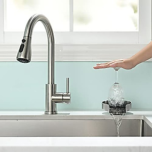 Kicimpro Glass Rinser for Kitchen Sink, Stainless Steel High Pressure Bottle Washer, Cup Washer for Sink with 360 Degree Rotating Rinse Function, Brushed Nickel Glass Washer, Kitchen Sink Accessories