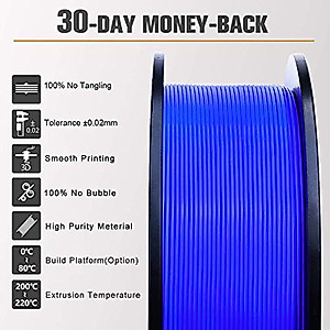 SUNLU PETG 3D Printer Filament, PETG Filament 1.75mm Dimensional Accuracy +/- 0.02 mm, 1 kg Spool, PETG Blue