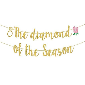 Cheereveal Tea Party Bridal Shower Decorations, The Diamond of The Season Banner Gold Glittering for High Tea Party Supplies, Garden Party Bridal Shower for Girls Women