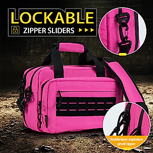 VEAGIA Range Bag,Pistol Case,Gun Range Bags For Handguns And Ammo Pouch 2 Pistols Soft Carrying Shooting Bag (Pink)