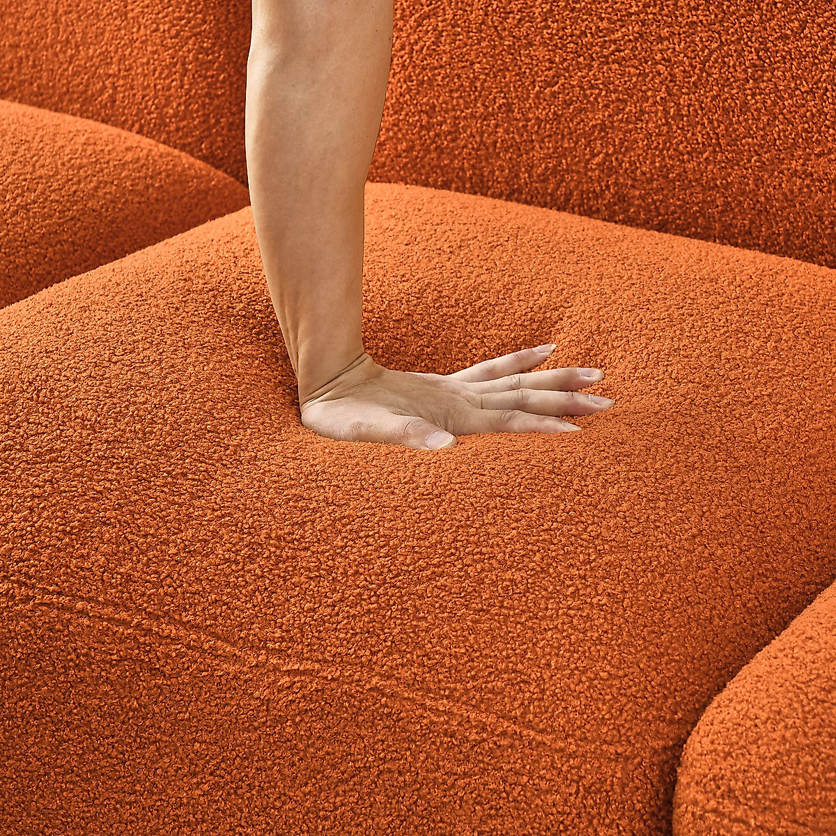 CALABASH Convertible Modular Sectional Sofa, 94.5''W L-Shape Couch with Reversible Chaise DIY Combination Teddy Fabric Cloud Sofa Couch for Living Room, Bedroom(Orange)