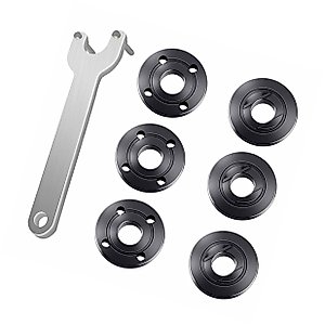 Grinder Angle Spanner Wrench Flange Nut for Dewalt 193465-4 Black Decker Ryobi Makita 4.5 Inch 5 Inch 5/8-11, 1PC Angle Grinder Flange Wrench and 6PCS Flange Nuts