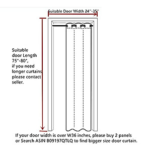 WPKIRA Grommet Top Blackout Black Solid Doorway, Room Darkening Thermal Insulated Curtain Drape for Doors Windows 1 Panel W39 x L78 inch