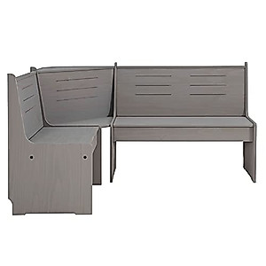 Riverbay Furniture Pine Wood Indoor 3 Piece Kitchen Corner Table Booth Bench Breakfast Dining Nook Set Dining Nook Set in Gray