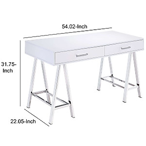Acme Coleen Home Office Desk in White and Chrome