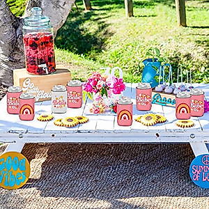 Groovy Bachelorette Party Can Sleeves 12 PCS Beverage Sleeves Retro Boho Bridal Shower Party Supplies Bride Babe 60s 70s Hippie Party Decoration