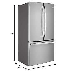 GE Profile PWE23KYNFS 36 Energy Star Counter Depth French Door Refrigerator with 23.1 cu. ft. Capacity Internal Water Dispenser TwinChill Evaporator and Showcase LED Lighting in Fingerprint Resistant Stainless Steel