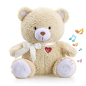 BEREST Sleeping Bear Baby Sleep Soother- Mom's Heartbeat White Noise Machine Infant Stuffed Animal Bear Toy Sleeping Aid, Nursery Decor with Baby Cry Sensor, Night Light, 9 Soothing Sounds Therapy