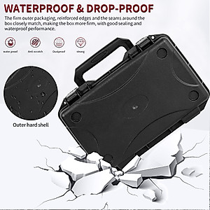 TORIBIO Wireless Microphone Case, Hard Carrying Case with Customizable Foam, Portable Storage Case, IP67 Waterproof Anti-fall Box, Equipment Protector Case for Travel Outing, 11.6"x8.1"x4", Black