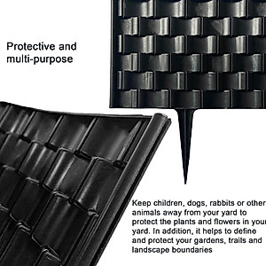 Lawn Edge Garden Fence, 6021cm Decorative Garden Wedding Fencings, 2Pcs Black Rattan Effect Edging Fence, Detachable Lawn Edge Fencing for Yard Garden Patio Backyard Décor