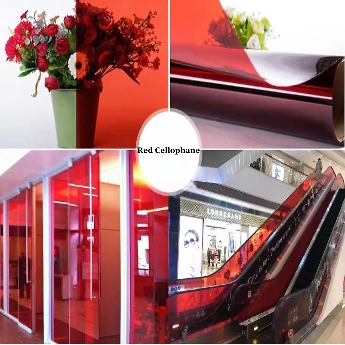 Vanhench Red Cellophane Wrap, 16" x 100' 3Mil Flower Wrapping Paper, Floral Wrap Paper for Bouquet Packaging, Waterproof Flower Wrap for Birthday, Wedding, Valentines Day, Easter Gift Basket for Gifts