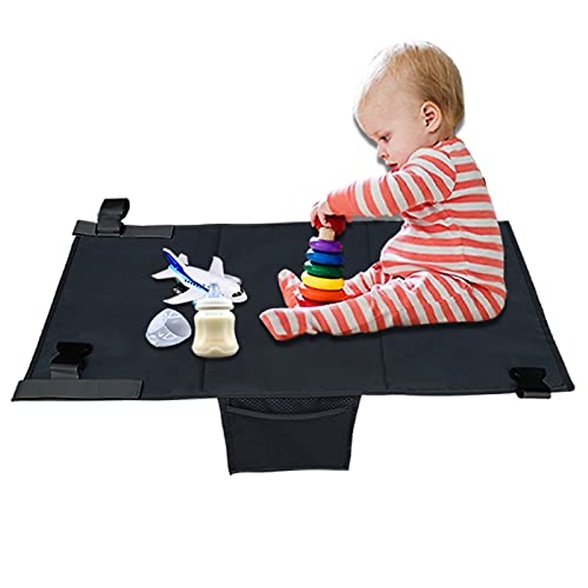 YANGSHILEI Airplane Seat Extender for Kids,Airplane Must Haves for Toddlers,Toddler Airplane Bed,Toddler Airplane Travel Essentials,Waterproof Airplane Seat Extender for Kids, Black (Extender Only)