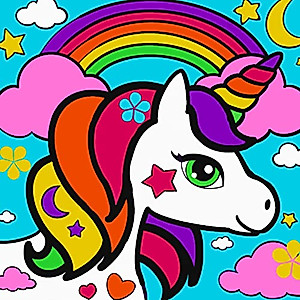 AUGVO Paint by Numbers for Kids, 2 Pcs Paint by Numbers for Kids Ages 4-8 Beginner, for Unicorn DIY Oil Painting Gift Kits, 8 x 8” Pre Drawn Canvas, Christmas Gift for Kids