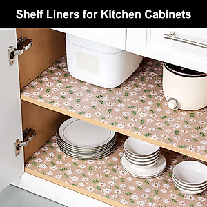 Cooyes Shelf Liner – Premium Cabinet Liner for Kitchen – Non-Slip Shelf Liners for Kitchen Cabinets – Waterproof Shelf Paper with Modern Pattern – Durable EVA Cabinet Liners