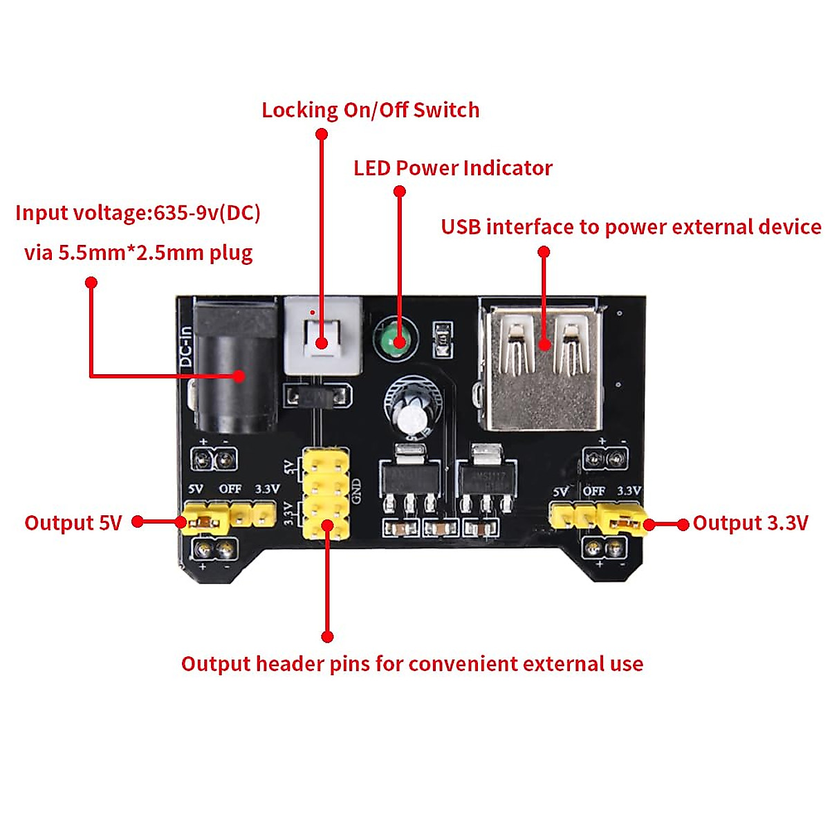 REXQualis Electronics Component Fun Kit w/Power Supply Module, Jumper Wire, 830 tie-Points Breadboard, Precision Potentiometer,Resistor Compatible with Arduino, Raspberry Pi, STM32